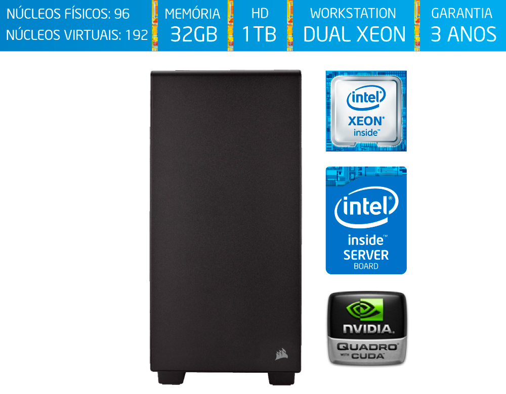Workstation Silix 192* Núcleos Escalável-DW Intel Xeon 9242 Platina 2.3 ...